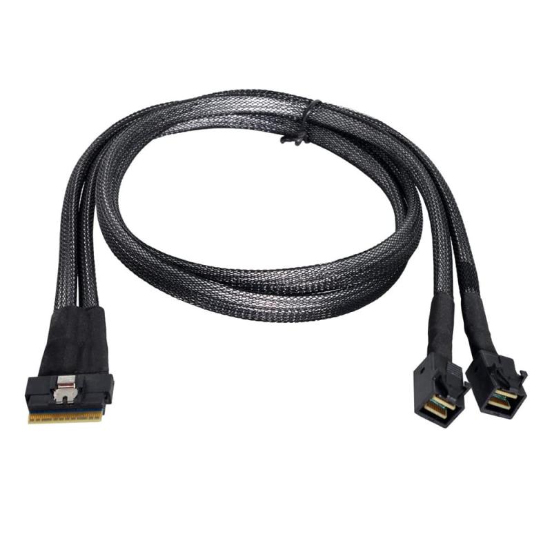NFHK PCI-E ウルトラポート スリムライン SAS スリム 4.0 SFF-8654 8i 74ピン→デュアル SFF-8643 4i Mini SAS HDケーブル PCI-ExpressUltraport スリムライン 8i 7...