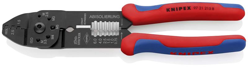 クニペックス KNIPEX 9721-215B クリンピングプライヤー (SB)●ヘッド仕上げ：磨き・黒表面処理 ●ハンドル仕様：コンフォート●クリンピング能力(mm2)：0.5-2.5 ●クリンピング能力(AWG)：20-13 ●圧着段数...