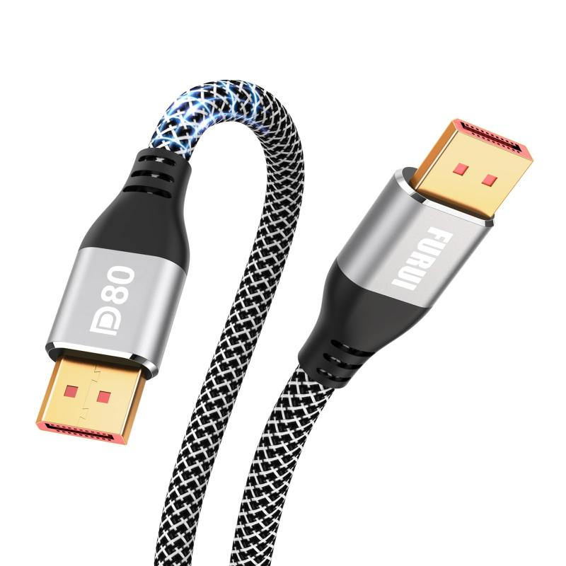 VESA 認証 Displayport 2.1 ケーブル、FURUI ナイロン編組 16K DP 2.0 ケーブル サポート80Gbps、16K@60Hz、10K@60Hz、8K@120Hz / 60Hz 、はラップトップ、テレビゲームモニ...