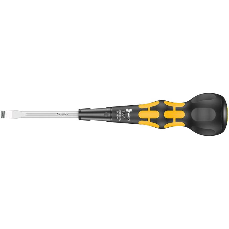 WERA ヴェラ ボールクリップ マイナスドライバー ボール型ハンドル 先端サイズ1.0x6,0 軸長100mm 343800ボールグリップ設計: 人間工学に基づいたボール型のグリップで、快適な握り心地と優れた操作性を実現レーザーチップ加工...