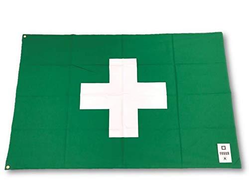 労働衛生旗 天竺（綿）1枚売り 日本製サイズ100cm×150cm　大サイズ生地は綿（天竺）染色加工は顔料染料ハトメ（真鍮）左側2ヵ所紐2本入り