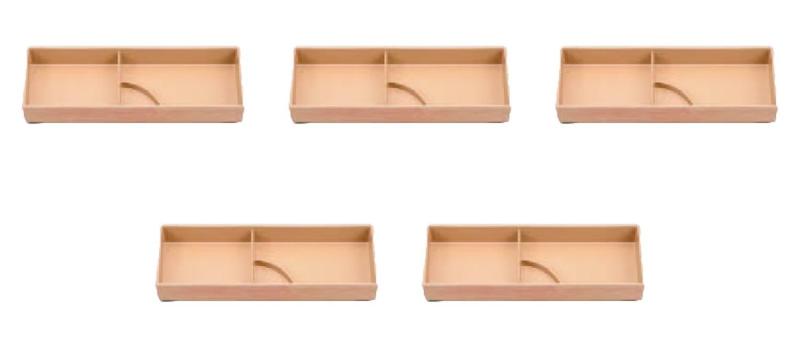 セトモノホンポ(Setomonohonpo) 5個セット 大寿弁当用タレ付 ラバーウッド内クリーム 【松花堂】[ 36.2×12.4×5.7cm ]