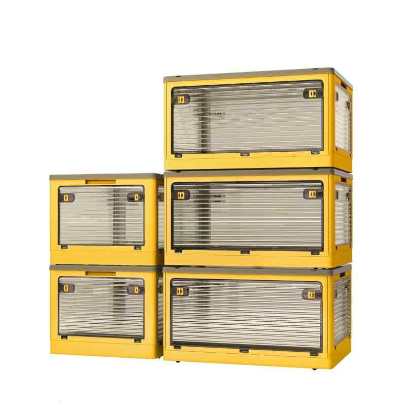 XINYF 収納ボックス 折りたたみ 蓋付き 積み重ね 全方向から取り出せる 収納ケース プラスチック キャスター付き おしゃれ 組立簡単 多機能 防塵 防カビ 防湿 無臭 透明 厚み 強い耐荷重 大容