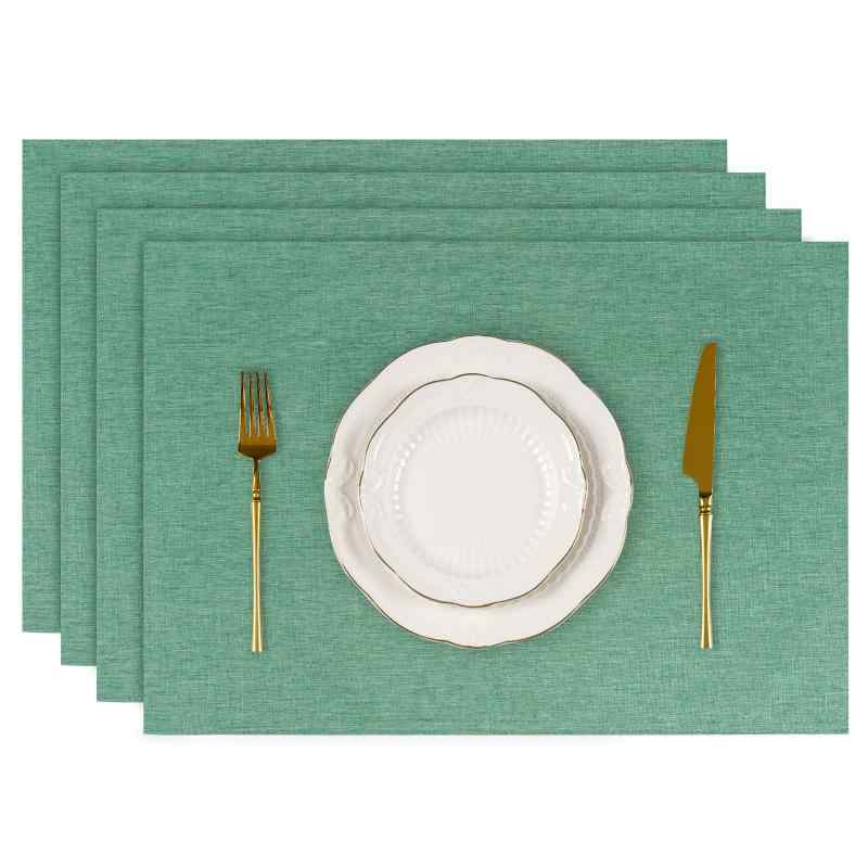 AooHome ランチョンマット 撥水 綿痲類 30x45cm 二層生地 両面使える 無地 和風 断熱 滑り止め おしゃれ 布製 給食 食事マット お手入れ簡単 家庭用 キッチン レストラン 2枚/4枚セット