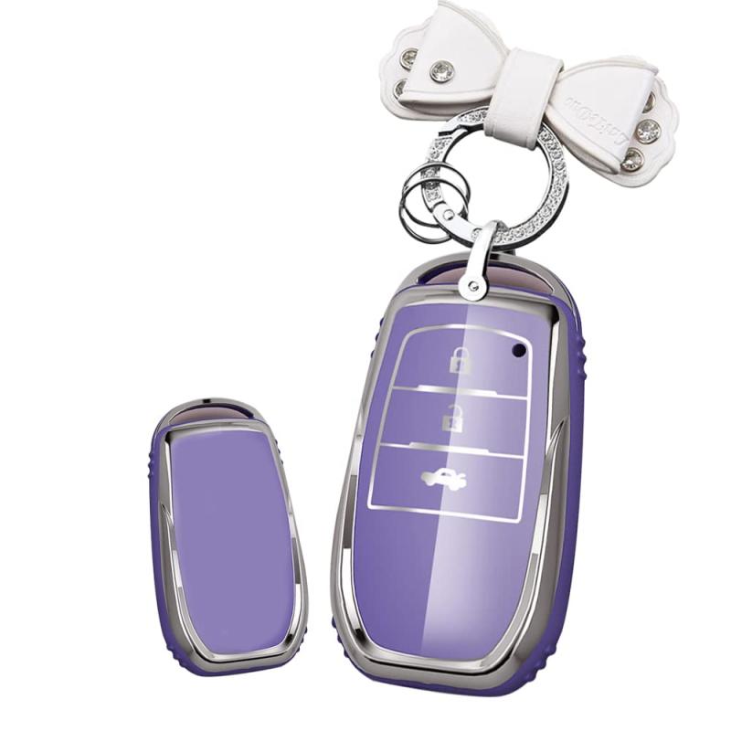 SANRILY TOYOTA向けの キーケース キーホルダー キーカバー キー保護 トヨタ用 80系 ヤリスクロス ハイラックス ランドクルーザー200系に適用する 高級 落ちにく 蝶結び オシャレ