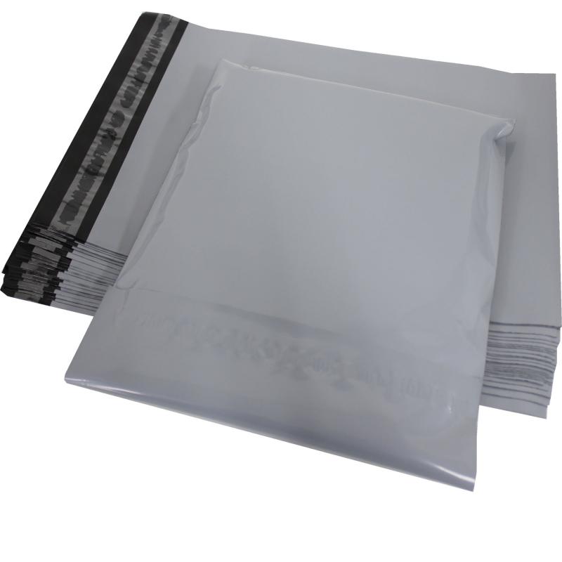 MANET 宅配ビニール袋 厚手 80ミクロン 特大サイズ 44cm×53cm＋フタ5cm 透けない スカイグレイ＆ブラック 強力テープ付き 20/100/200/500枚 (20枚)巾：440mm　高さ：530mm　フタ：50mm厚み：8...