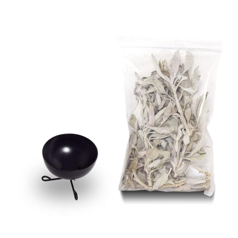 ホワイトセージ 30g ミニ鉄製香炉 セット パワーストーン 浄化 お香 インセンス【ホワイトセージ】・内容量：30g・品質：クラスタ（束）、リーフ（葉）、クラッシュ（粉砕）が混合しています【香炉】 ・素材：鉄製・焼付塗装 ・サイズ：Φ約6...