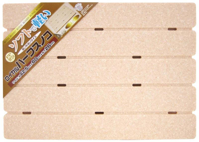 ワイズ ロイヤルハーフ風呂スノコ ベージュ GR-014サイズ:約60x42.5x2.6cm本体重量:約185g材質/ポリプロピレン製造国:日本