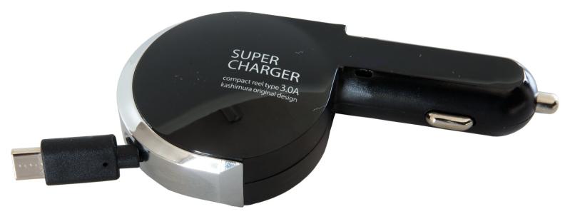 カシムラ(Kashimura) DC充電器 リール 3A Type-C ブラック NAJ-515製品寸法:W23×H100×D46 コード長80cm 本体カラー:ブラック