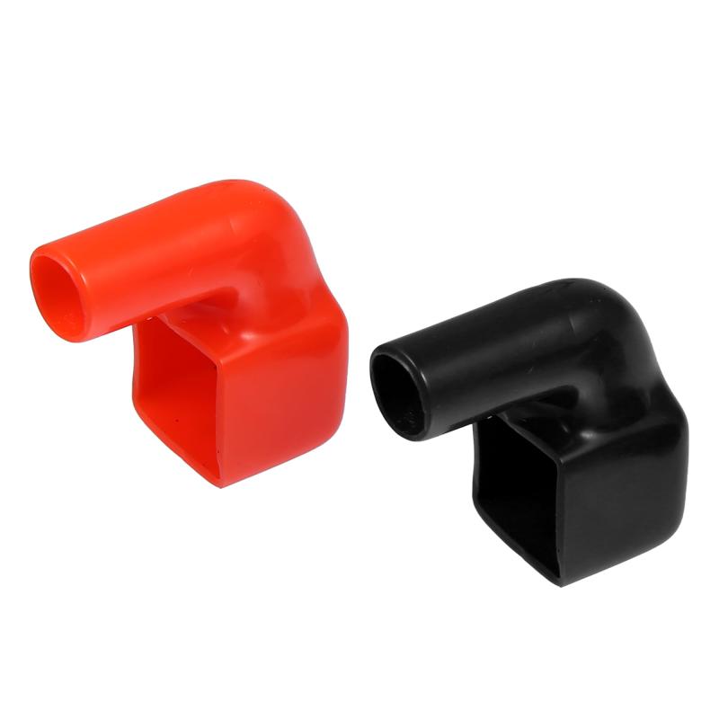 A ABSOPRO バッテリー端子絶縁カバー バッテリーターミナル 端子カバー バッテリー 端子 カバー 長さ40mm 10mm バッテリーポストキャップ ユニバーサル 車用 バイク トラ ック マリン用 PVC レッユニバーサルフィット ...