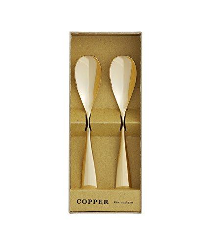 COPPER the cutlery カパーザカトラリー アイスクリームスプーン ゴールド ミラー ペアセット カップル ギフトボックス プレゼント 手の熱で溶かしてすくう 熱伝導 純銅製 燕製 CI-2GDmi本体サイズ:約13.5cm生...