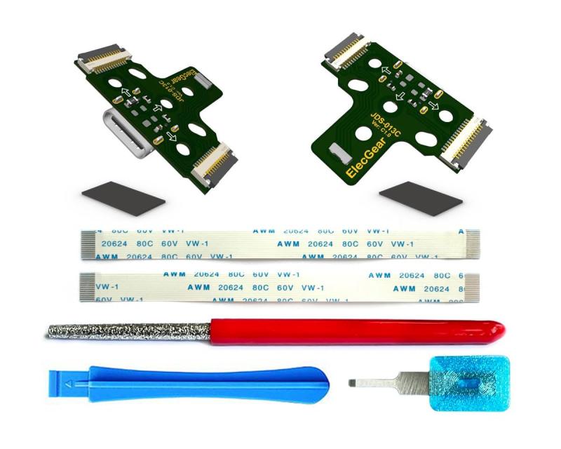 ElecGear 2個 USB C充電ポート PCB 用のPS4 コントローラー、DS4 をマイクロ USB 入力ポートから USB タイプ C コネクタ アダプターにアップグレード、JDS 用交換品ElecGear 2個 USB C充電ポ...