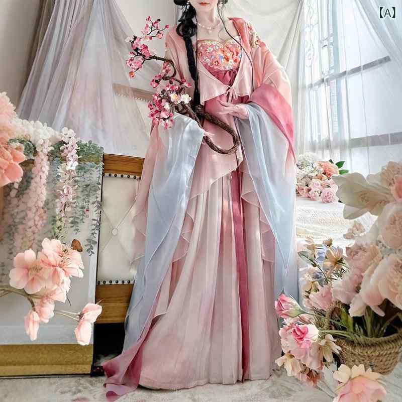 ・用途: 漢服・素材: シフォン・主な素材: ポリエステル 50%〜70%・サイズ展開: S, M, L, XL・加工: 刺繡・トレンド: アイスクリームカラー