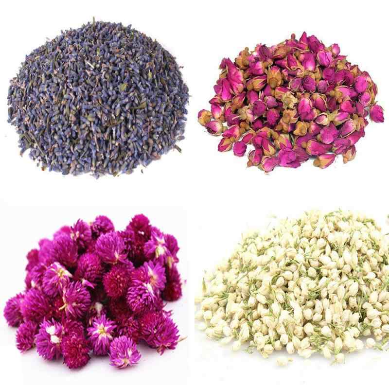 TooGet花びらとつぼみはラベンダー、ローズ、Gomphrena globosa、ジャスミン、植物油を作るための緑茶バルク花、あらゆる種類の工芸品に最適です1箱4袋花びらとつぼみ：ラベンダー、バラ、Gomphrena globosa、ジャ...