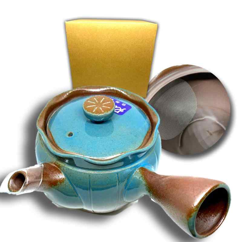 喜多製茶 お茶が美味しくなる急須【お茶屋が愛用する急須】 万古焼急須 330ml 1～2人用 陶器 ライトブルー 青 日本製 お茶 ワイドメッシュ お手入れ簡単 洗いやすい 急須 洗いやすい 日本製急須