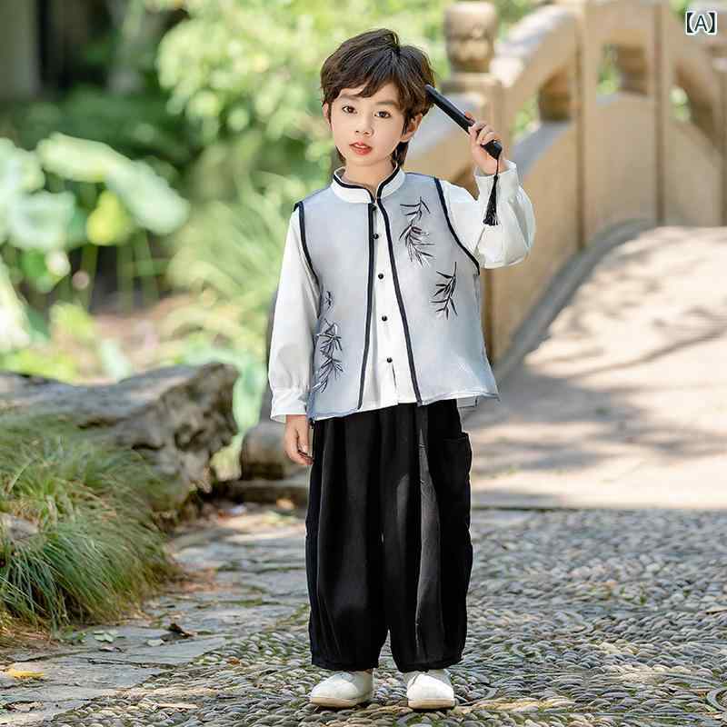 ・カテゴリ: 子供用民族衣装（唐装、チャイナドレス）・タイプ: セットアップ・主な素材: 綿100%・裏地: 綿・生地加工: 柔軟加工・スタイル: 中国風、唐装・厚さ: 普通・安全基準: B類・性別: ユニセックス・カラー展開: 男児用セッ...
