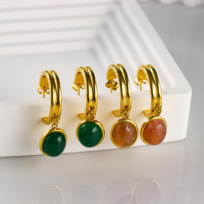 ・素材: チタン鋼・加工方法: 電鍍・純度: 18金・デザイン要素: 東陵玉・スタイル: 軽奢風・スタイル分類: ファッション通勤・カテゴリ: 耳飾り・対象: 女性・デザイン要素分類: 形状、パターン