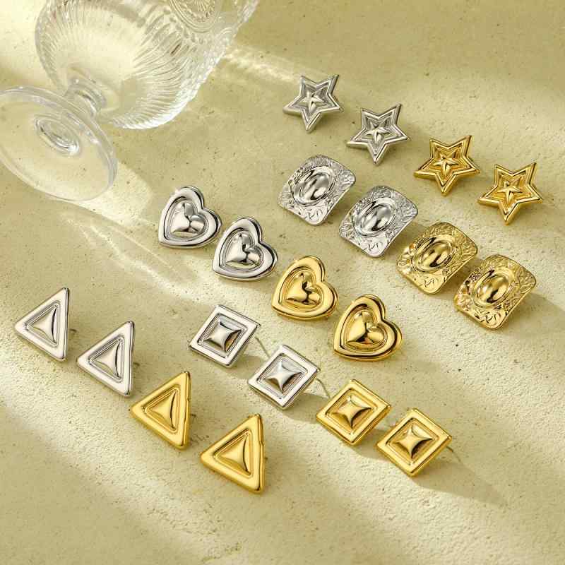 ・カテゴリ: イヤリング・ピアス・スタイル: オフィススタイル・対象: レディース・主な素材: ステンレス・純度: 18K・加工方法: 電気メッキ・形状: 幾何学・モチーフ: スクエア、ハート・カラー展開: ゴールド、シルバー