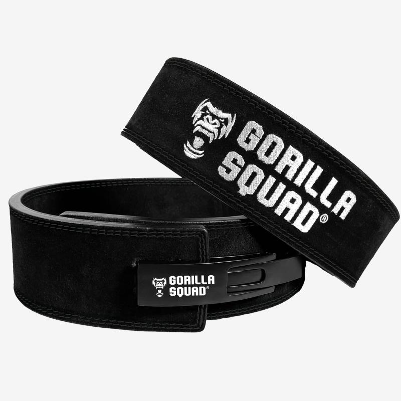 GORILLA SQUAD【ワンタッチで強固に固定】 レバーアクションベルト トレーニングベルト レザー パワーベルトスクワットやデッドリフトなど、パワーリフティング、ウエイトリフティング、高重量トレーニング時には必須のアイテムです。耐久性...