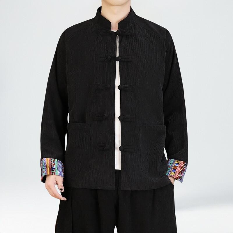 ・カテゴリ: 唐装・主な素材: コーデュロイ（ポリエステル75%）・着用シーン: カジュアル・対象: 中年男性・デザイン: 配色切り替え・カラー展開: ブラック、カーキ、ネイビー、コーヒーブラウン・サイズ展開: M、L、XL、2XL、3XL...