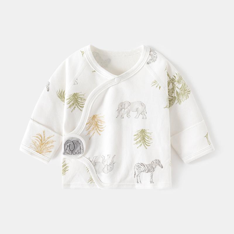 ・主な素材: 綿100%・性別: 男女兼用・対象年齢: 新生児(0-1歳)・加工: 磨毛加工、柔軟加工・デザイン: キャラクター、前開き、プリント・シーズン: 春、秋・ネックライン: クルーネック・カラー展開: ホワイト（小樹苗柄）、ホワイ...