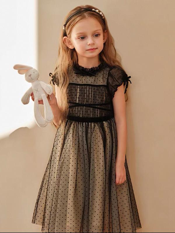 ・カテゴリ: キッズワンピース・性別: 女の子・対象年齢: 3～8歳・主な素材: ポリエステル 70%・裏地素材: ポリエステル 100%・シーズン: 夏・スカートスタイル: プリンセス・カラー展開: ブラック、水玉、メッシュ・サイズ展開:...