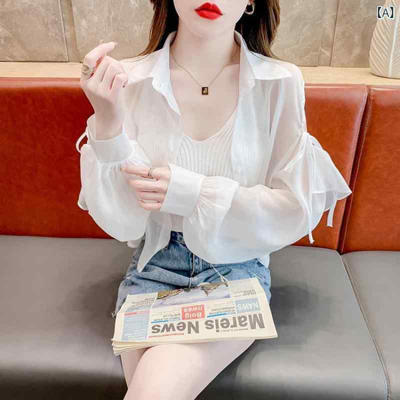 ・カテゴリ: シャツ・主な素材: シフォン/ポリエステル・素材含有率: 95%以上・袖丈: 長袖・版型: ルーズ・丈: 短め・ネックライン: ポロ領・袖型: 普通・カラー展開: ホワイト、ピンク、ブルー、ライトグリーン、イエロー・サイズ展開...