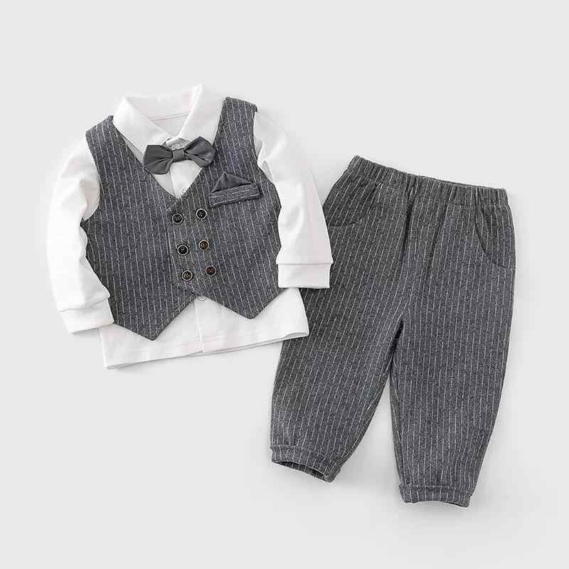 ・カテゴリ: 子供用礼服・性別: 男の子・スタイル: ブリティッシュ・タイプ: セットアップ・主な素材: 綿80%・カラー展開: グレー系ストライプ・サイズ展開: 73cm, 80cm, 90cm, 100cm, 110cm
