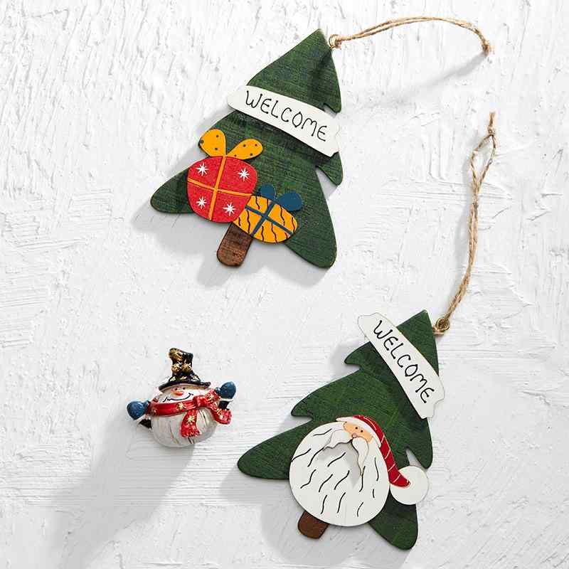 ・素材: 木製・サイズ: 9.5cm×13cm・カラー: グリーン・カテゴリ: クリスマスオーナメント・工芸: 手描き・種類: ギフトバッグツリー、老人ツリー・適用祝日: クリスマス