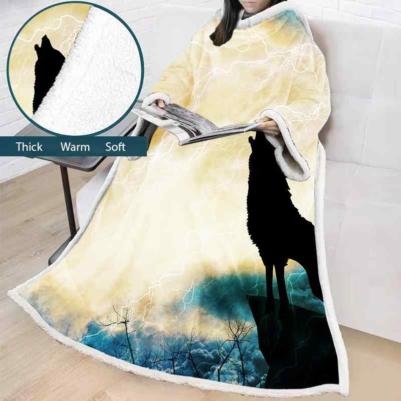 ・カテゴリ: 袖付きブランケット・重さ: 約1200g・カラー: マルチカラー・スタイル: モダンシンプル・サイズ: ブランケット 127×178cm、袖丈 65cm