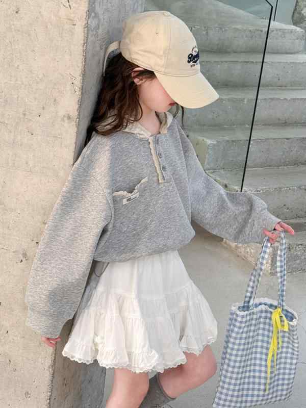 ・性別: 女性・スタイル: 韓国風・対象年齢: 中大童（8歳以上、140cm以上）・季節: 春、秋・生地加工: 柔軟処理・柄: 無地・厚さ: 普通・袖丈: 長袖・留め具: プルオーバー・フード: フード付き・デザイン要素: トレンド・生地名...