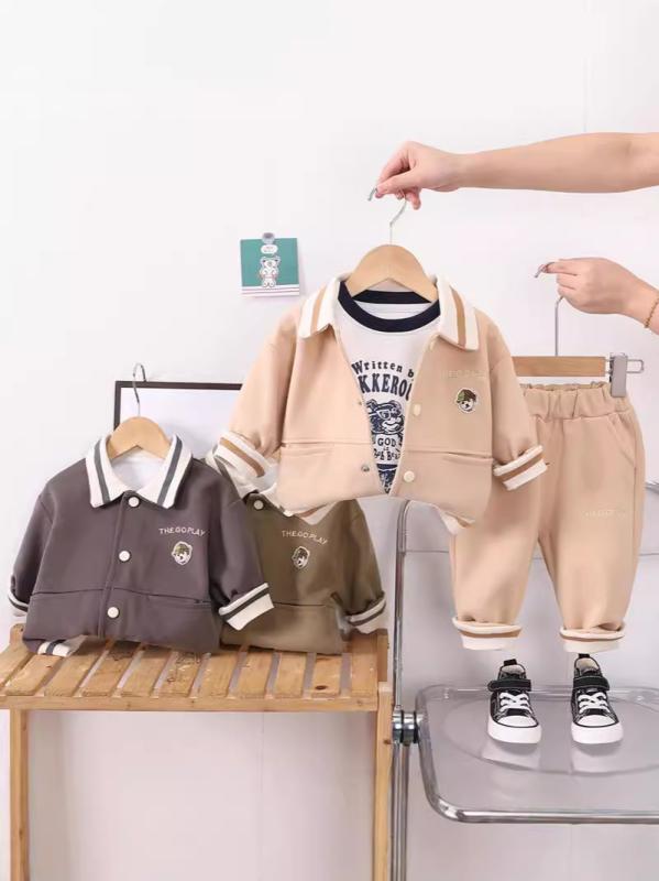 ・性別: 男の子・スタイル: カジュアル・セットタイプ: パンツセット・セット点数: 3点・対象年齢: 1〜3歳 (80〜100cm)・袖丈: 長袖・パンツ丈: 長ズボン・生地加工: 柔軟加工・厚さ: 普通・柄: 無地、キャラクター・デザイ...