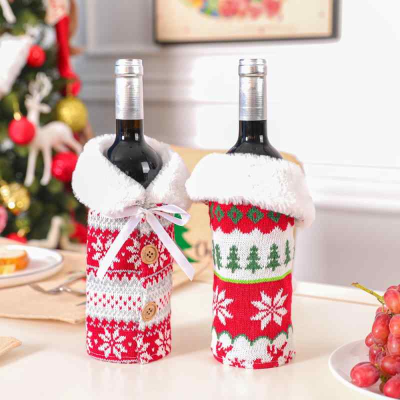 ・素材: 布・デザイン: クリスマスワインボトルカバー（ツリー柄）、クリスマスワインボトルカバー（雪の結晶柄）・スタイル: ヨーロピアン、アメリカン・適用イベント: クリスマス