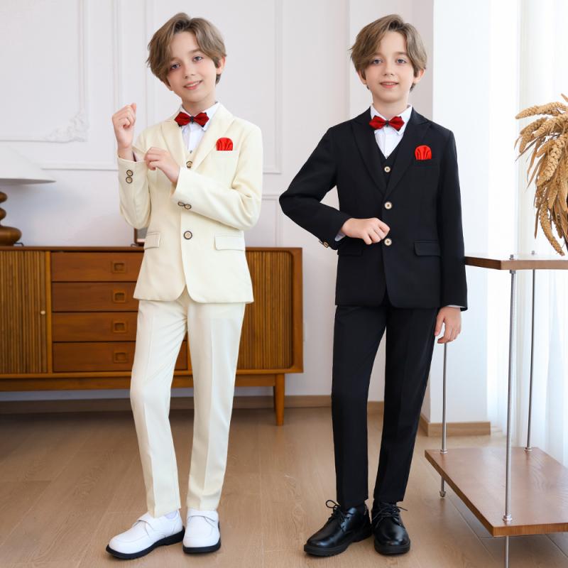 ・カテゴリ: キッズセットアップ・性別: 男性・スタイル: 韓国風・セットタイプ: パンツスーツ・セット内容: 3点セット・ギフトボックス内容: 服装・対象年齢: 3～8歳・袖丈: 長袖・パンツ丈: ロング丈・生地加工: 柔軟加工・厚さ: ...