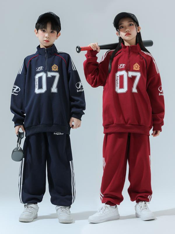 ・性別: ユニセックス・ダンスタイプ: ジャズダンス・デザイン要素: スポーツ、セットアップ、トレンド・主な素材: 綿85%・季節: 春秋・カラー展開: ワインレッド、ネイビー・身長: 110cm、120cm、130cm、140cm、150...