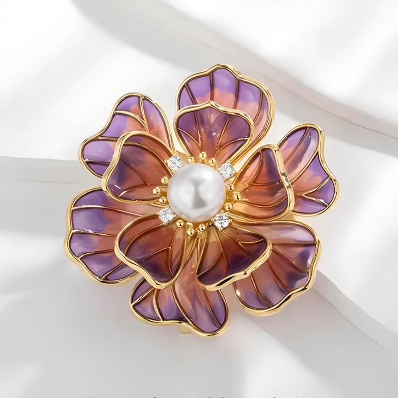 ・素材: 合金・対象: 女性用・モチーフ: 花・加工: 滴油・カラー展開: パープルエナメル牡丹、グリーンエナメル牡丹・テイスト: 中国風・スタイル: レトロモダン・種類: ブローチ・デザイン要素: 植物、花