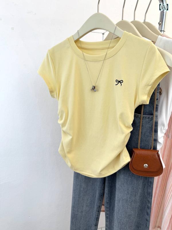 ・カテゴリ: Tシャツ・スタイル: 通勤、フェミニン・主な素材: 綿 50%以上70%未満、スパンデックス 30%以下・柄: 幾何学柄・デザイン: プルオーバー・袖丈: 半袖・工芸: 刺繍・シルエット: スリムフィット・着丈: ショート丈（...