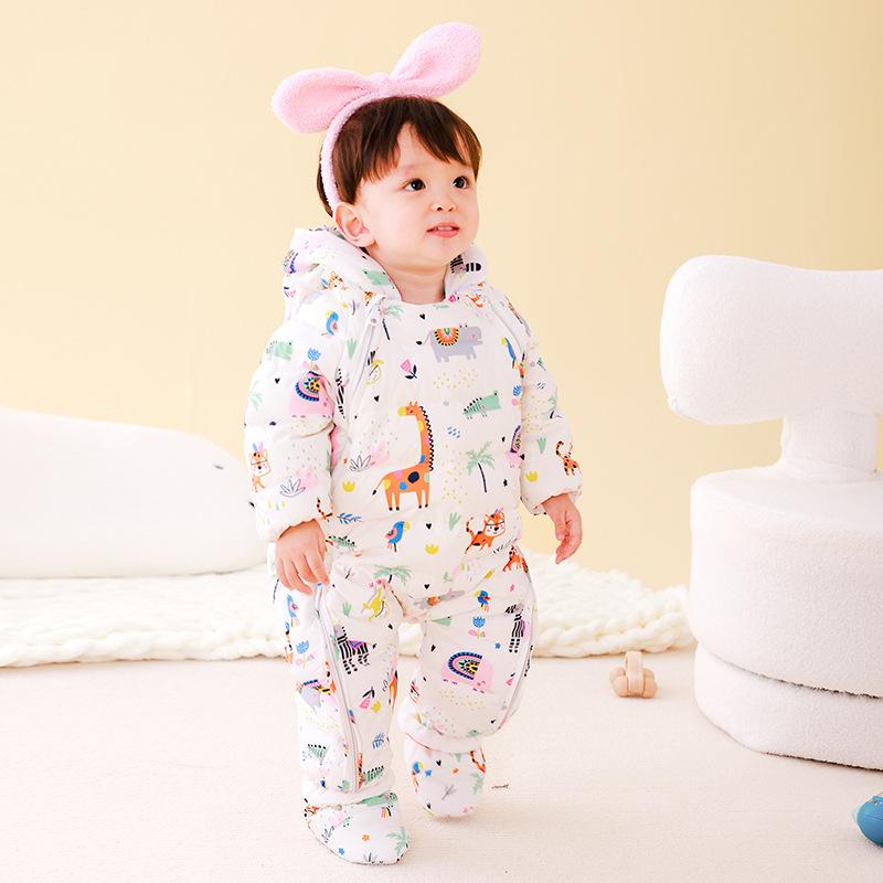 ・スタイル: ユニセックス・対象年齢: 新生児(0-1歳、80cm以下)・季節: 冬・詰め物: ホワイトダックダウン・柄: カートゥーン・ダウン含有量: 86%〜90%・生地加工: ソフト加工・フード: 取り外し不可・クロッチ開閉: 可能・...