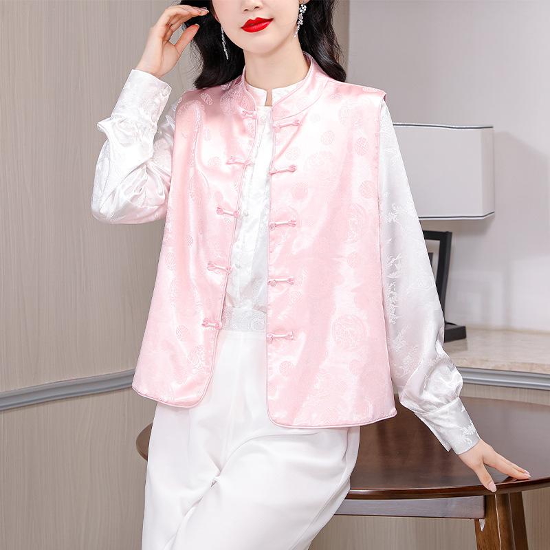 ・カテゴリ: ベスト/タンクトップ・種類: カーディガン・スタイル: 文芸レトロ, 中国風・主な素材: スパンデックス・主な素材含有量: 30%以下・ネックライン: POLOネック・フィット: スリムフィット・カラー: 画像色・サイズ展開:...