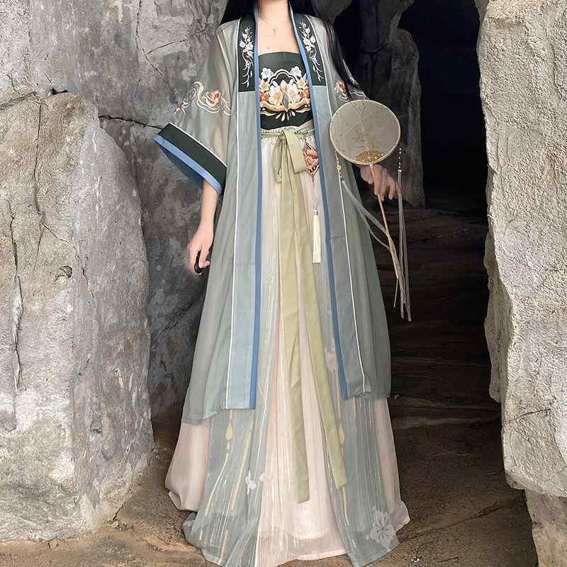 ・適用シーン: 漢服・主な素材: ビニロン 46%、ポリエステル 36%・カラー展開: グリーンセット, ブルーセット・サイズ展開: S, M, L