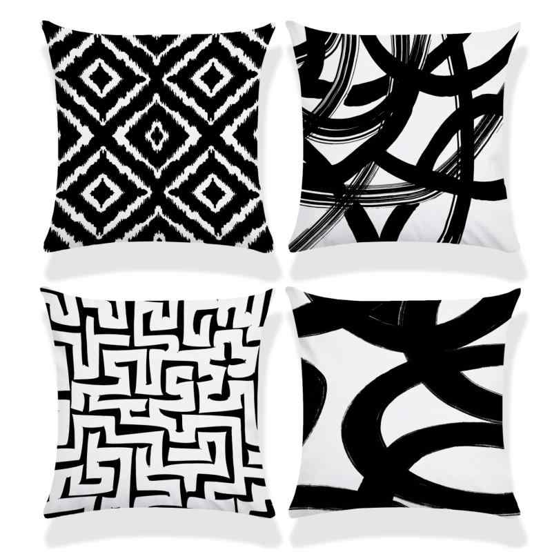 ・カテゴリ: 抱き枕カバー・素材: 超ソフト・サイズ: 45x45cm・カラー展開: ブラック、ホワイト・柄: 幾何学抽象・スタイル: モダンシンプル・適用場所: リビング