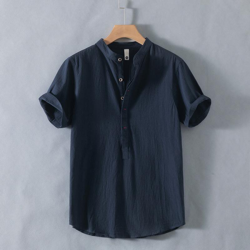 ・カテゴリ: Tシャツ・スタイル: 中国風・主な素材: 綿混紡 (綿91-95%)・柄: 無地・フィット: ルーズフィット・デザイン: プルオーバー・ネックライン: スタンドカラー・袖丈: 半袖・袖タイプ: レギュラー・厚さ: 薄手・着用シ...