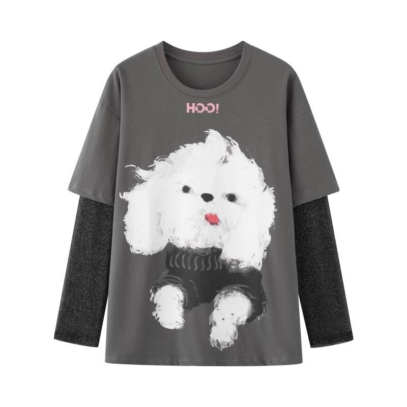 ・カテゴリ: Tシャツ・スタイル: カジュアル・タイプ: プルオーバー・主な素材: 綿 50～70%、ポリエステル 30～50%・ネックライン: クルーネック・袖丈: 長袖・柄: アニマルプリント・シルエット: ルーズフィット・着丈: レギ...