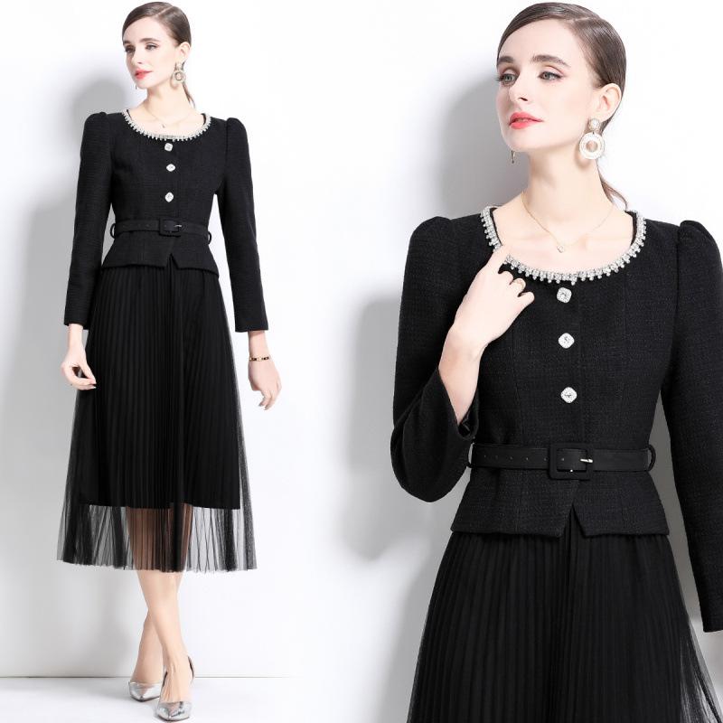 ・柄: 無地 ・スカート丈: ミディ丈 ・主な素材: アクリル95%以上 ・カラー: ブラック ・サイズ展開: S, M, L, XL, 2XL ・スタイル: 通勤スタイル ・セット内容: スカートセット ・対象性別: レディース ・袖タイ...