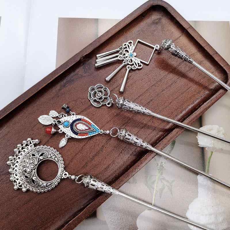 ・主な素材: 合金・スタイル: レトロ・デザイン: 幾何学・加工: 電気メッキ・適用シーン: イベント・流行要素: かんざし・カテゴリ: ヘアアクセサリー