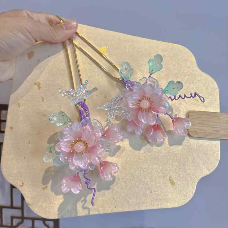 ・素材: ガラス、瑠璃・スタイル: レトロ・形状: 花柄・適用シーン: 結婚式、誕生日、旅行記念、引っ越し祝い、展示会、広告宣伝、従業員福利、周年記念、ビジネス贈答、開業式、授賞記念、PR企画・流行要素: レトロ漢服・カテゴリ: ヘアアクセサリー