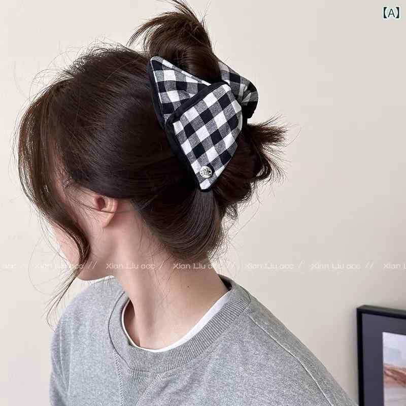 ・素材: 布地・加工方法: 手作業・ヘアクリップの種類: バンスクリップ・カラー: 大柄黒白チェック、小柄黒白チェック・柄: チェック・スタイル: 韓国風・スタイル分類: フレッシュスイート・カテゴリ: ヘアアクセサリー・対象: 女性・流行...