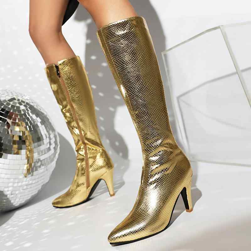 ・カテゴリ: ファッションブーツ・対象年齢層: 成人・アッパー素材: 人工PU・性別: 女性・スタイル: 欧米風・人気ブーツスタイル: ファッションブーツ・人気要素: ステッチ・筒丈: ハイカット・カラー展開: シルバー、ゴールド、グリーン...