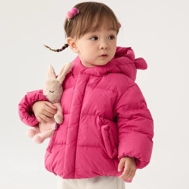 ・性別: 子供・対象年齢: 1〜3歳 (80〜100cm)・季節: 冬・中綿: ホワイトダックダウン・スタイル: カジュアル・柄: カートゥーン・ダウン含有量: 76〜80%・生地加工: 柔軟加工・フード: 取り外し不可・デザイン要素: プ...