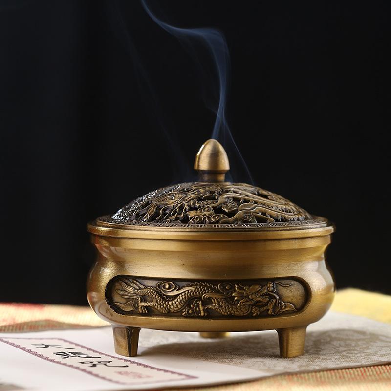・素材: 合金・加工: 電鍍・種類: 小サイズ龍鳳香炉（防火綿・香立て付属）、小サイズ蓮香炉（防火綿・香立て付属）、中サイズ龍鳳香炉（防火綿・香立て付属）、中サイズ蓮香炉（防火綿・香立て付属）、大サイズ龍鳳香炉（蚊取り線香対応）、大サイズ蓮...